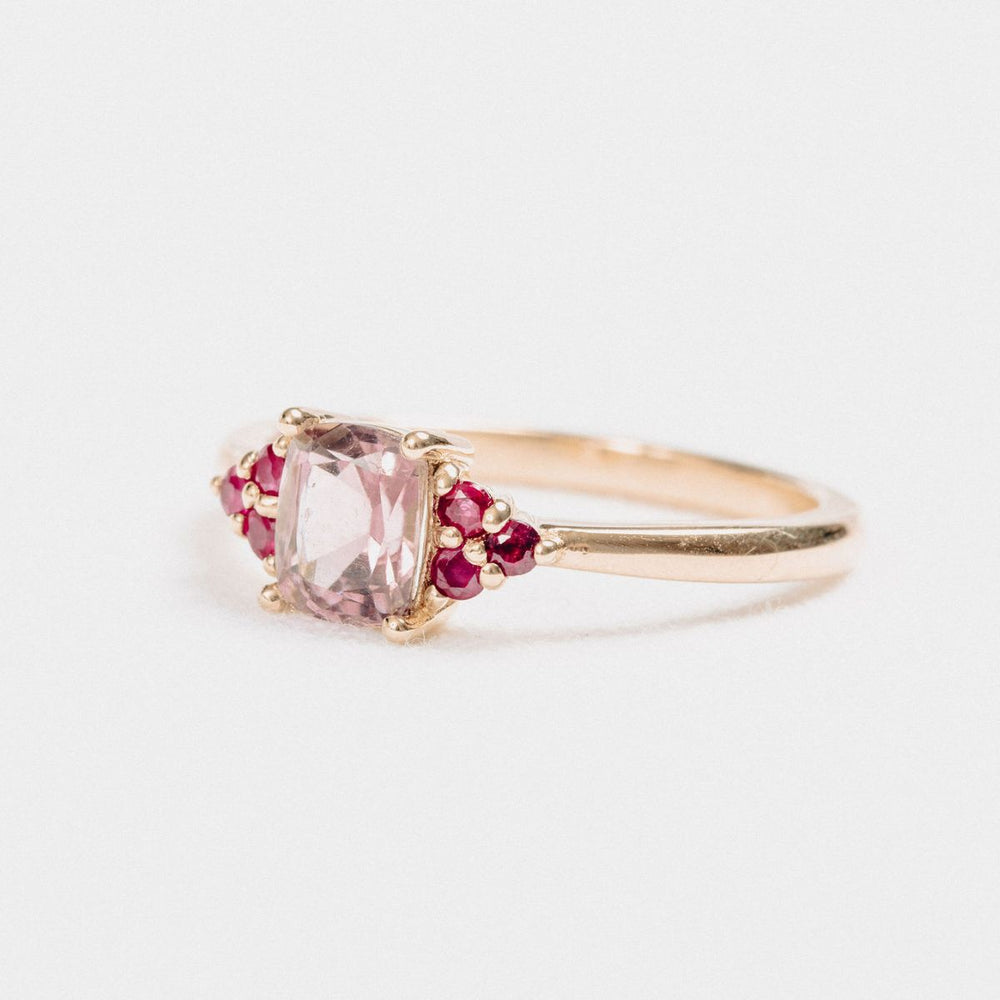 Pink Tourmaline and Ruby Ring